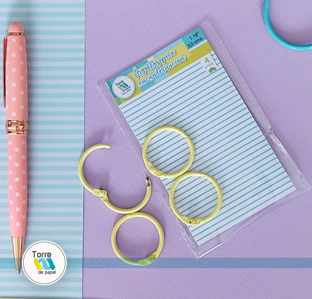 Argollas abatibles para encuadernación peq x 4 - Amarillo claro - Torre ...