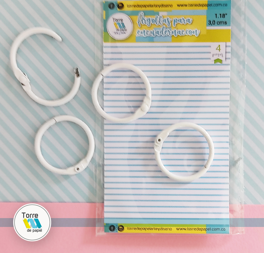Argollas abatibles para encuadernación peq x 4 - Blanco - Torre de ...